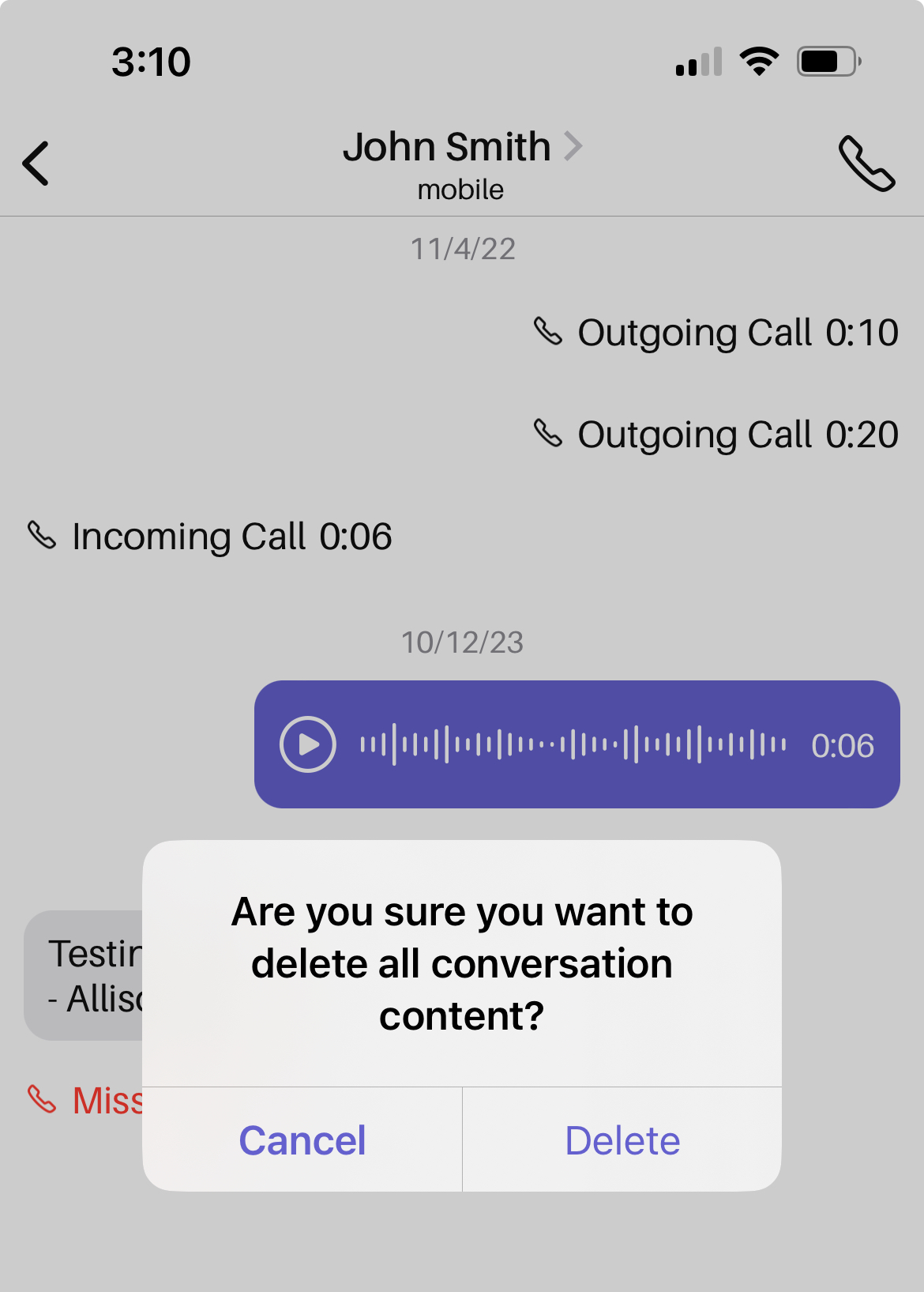 How to delete messages, calls, and voicemails – TextFree Support